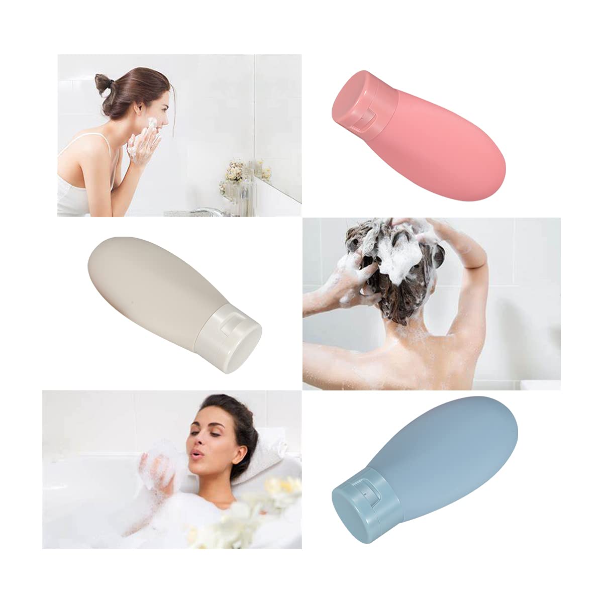 3 Pcs Travel Bottles Set,60ML Travel Bottles & Containers,Small Mini Empty Plastic Squeeze Bottles for Travel Toiletries,Shampoo and Conditioner with Storage Bag