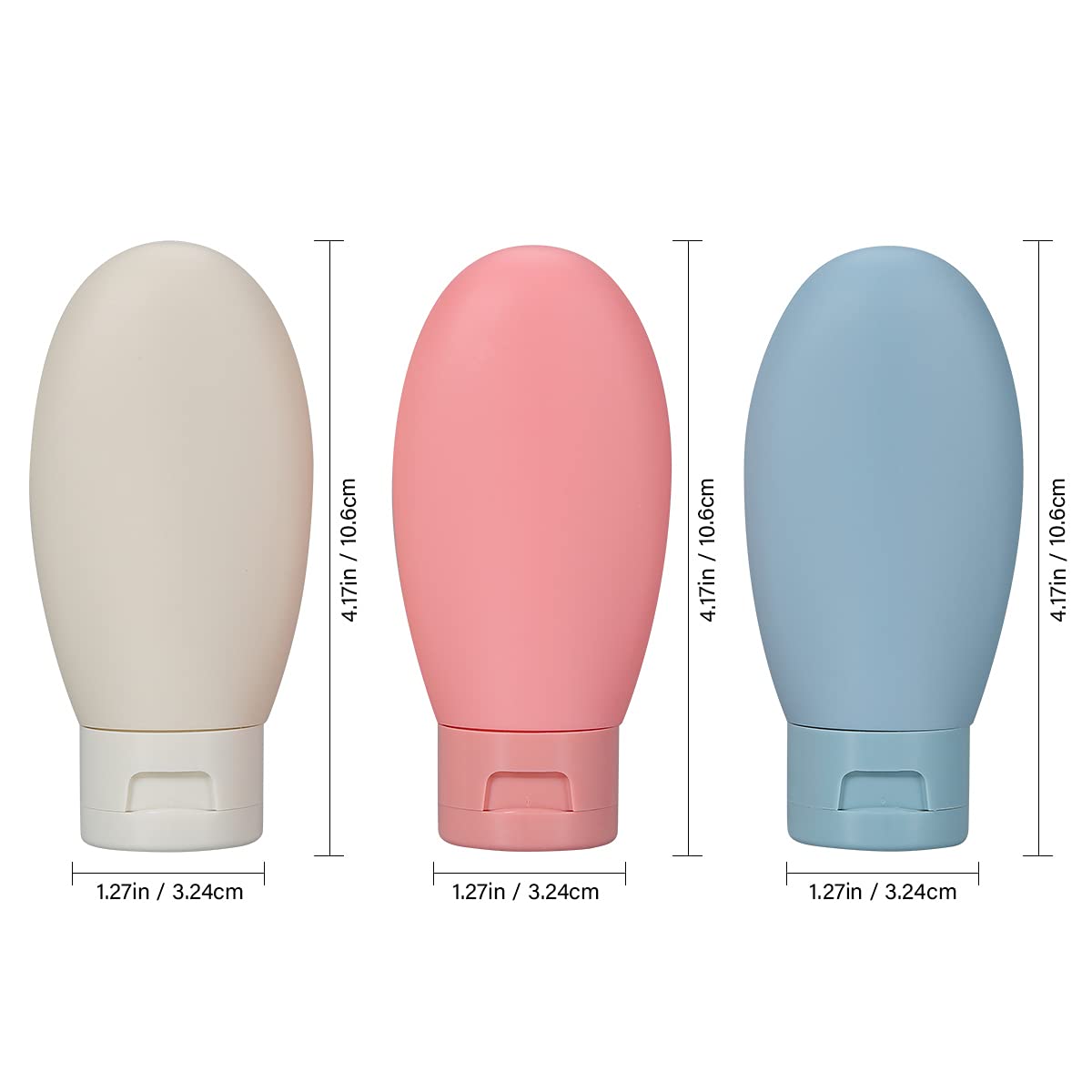 3 Pcs Travel Bottles Set,60ML Travel Bottles & Containers,Small Mini Empty Plastic Squeeze Bottles for Travel Toiletries,Shampoo and Conditioner with Storage Bag