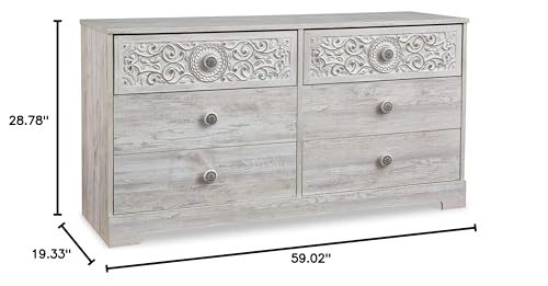 Signature Design by Ashley Paxberry Bohemian 6 Drawer Dresser with Carved Medallion Pattern, White
