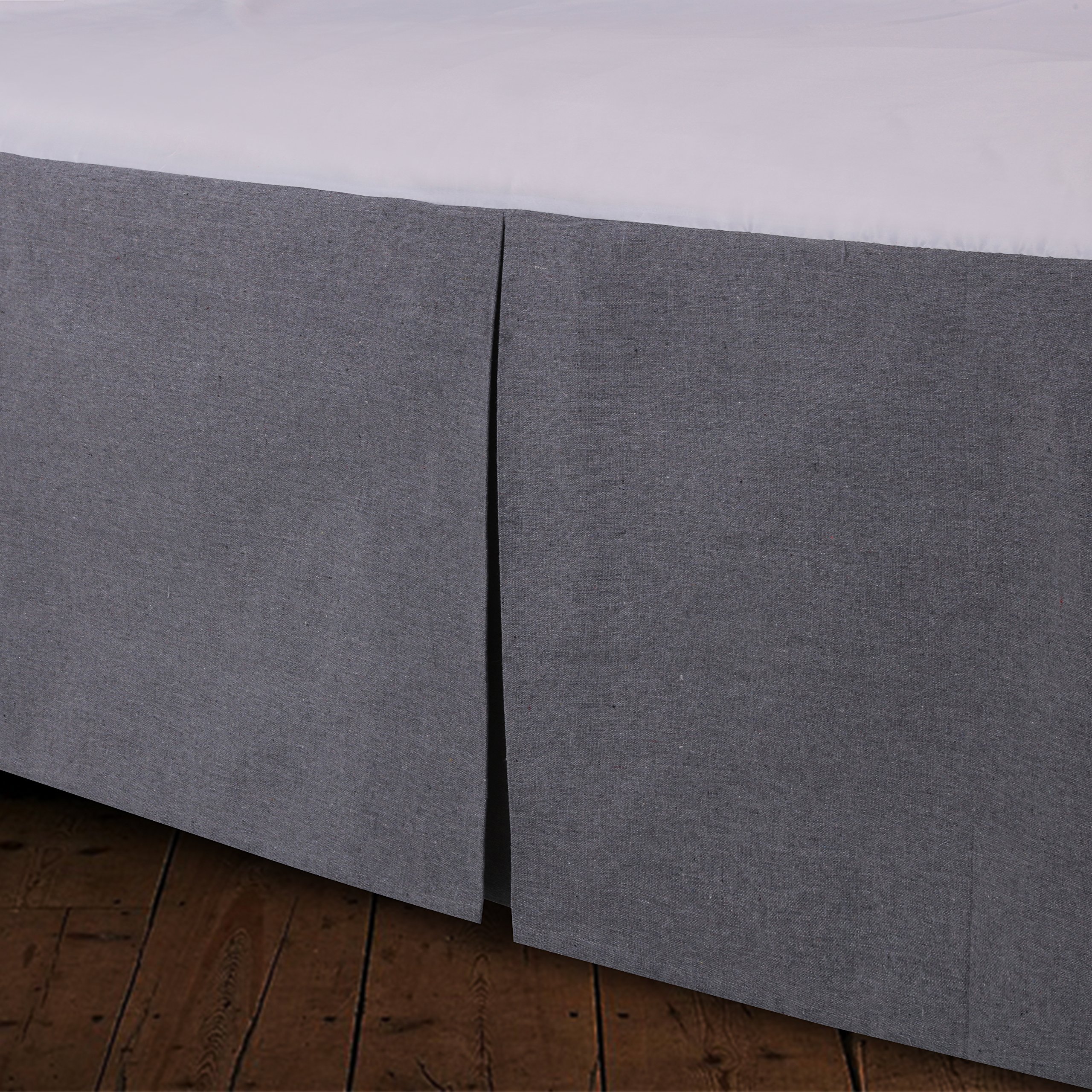 Levtex Grey Box California King Dust Ruffle, 16-inch Drop with Box Pleat