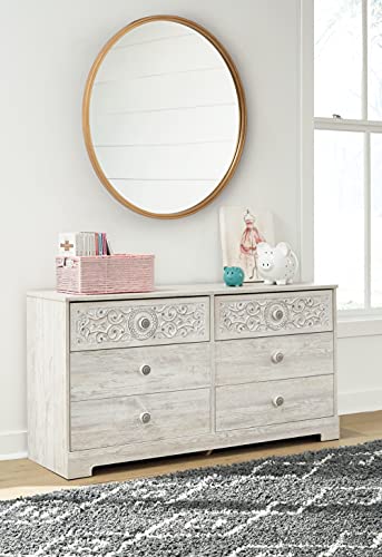 Signature Design by Ashley Paxberry Bohemian 6 Drawer Dresser with Carved Medallion Pattern, White