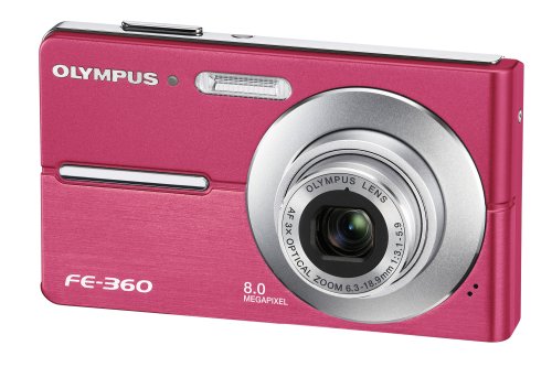 Olympus FE360 8MP Digital Camera with 3x Optical Dual Zoom (Pink)