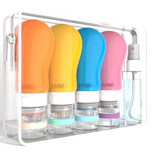 Moneybility 18 Pack 3.4oz Travel Bottles Set for Toiletries,TSA Approved Leak Proof Silicone Squeezable Containers for Toiletries,Conditioner, Shampoo, Lotion & Body Wash Accessories(Purple)