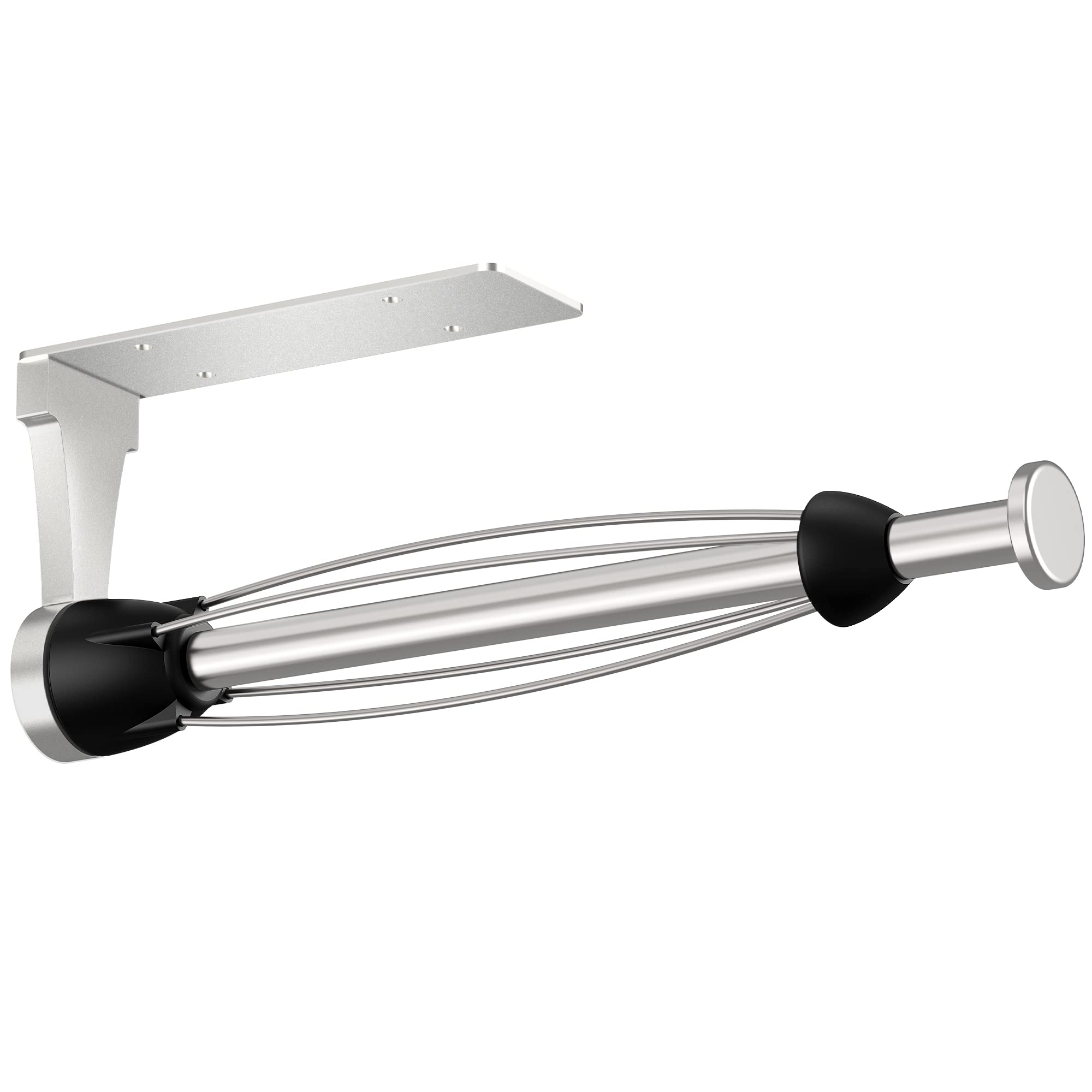 VEHHE Under Cabinet Paper Towel Holder, One Hand Operable Paper Towel Holder Wall Mount with Damping Effect, Self-Adhesive or Drilled for Kitchen, Bathroom. (Silver)