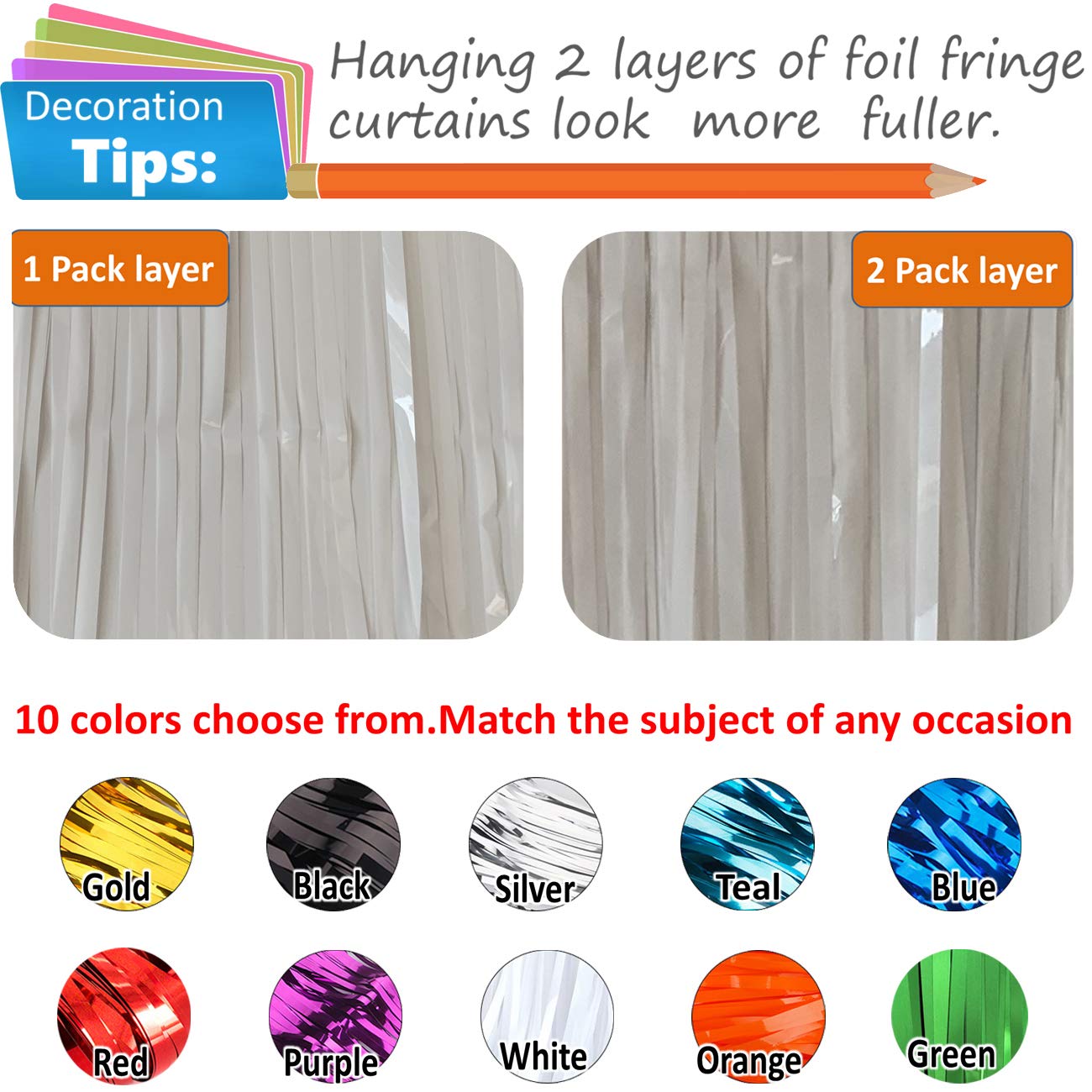 Moohome 2 Pack White Foil Fringe Curtain, Fringe Backdrop Curtains for Birthday Wedding Engagement Bridal Shower Bachelorette Party Decorations