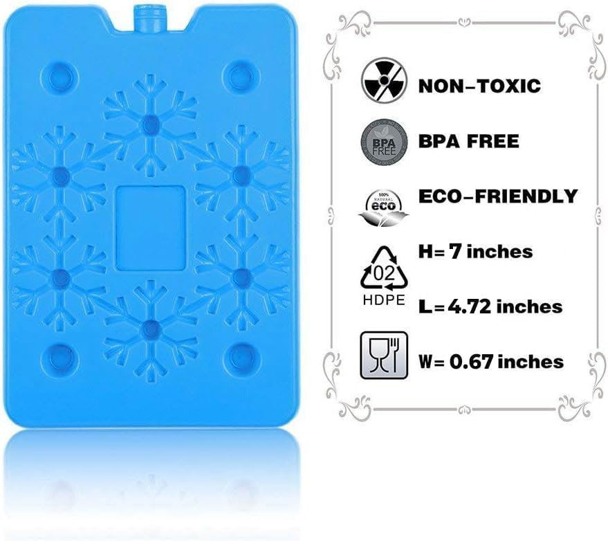 BLUE ELE BE01 Ice Pack for Lunch Box and Cooler, BPA Free, Reusable and Long Lasting, Slim and Lightweight Design for Kids, Set of 4, Fun & Colorful