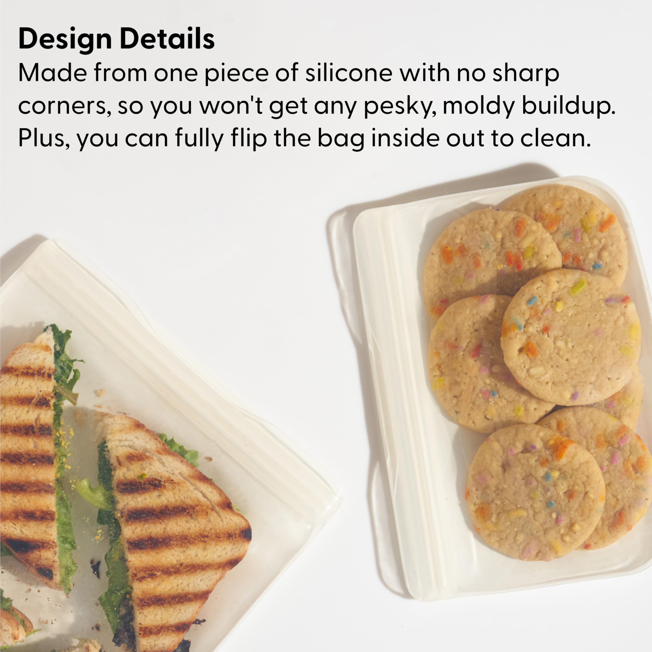 W&P Porter Snack Bag 100% Silicone Reusable Food Storage Bag | 10 oz Flat - Cream | Cook, Store, or Freeze | Easy Cleaning, Dishwasher-Safe