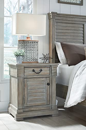 Signature Design by Ashley Moreshire Casual 1 Drawer and 1 Storage Cabinet Night Stand, Gray