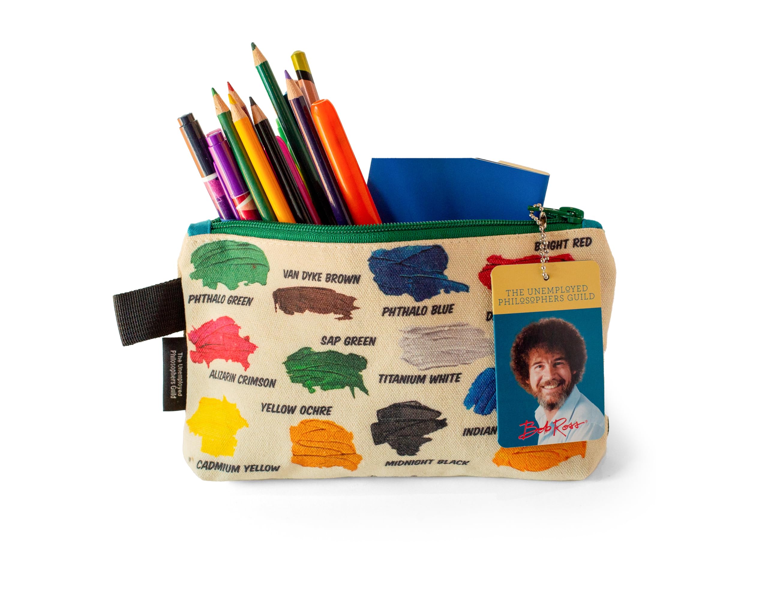 Bob Ross Bag - 9" Canvas Zipper Pouch for Pencils, Tools, Cosmetics, Toiletries and More