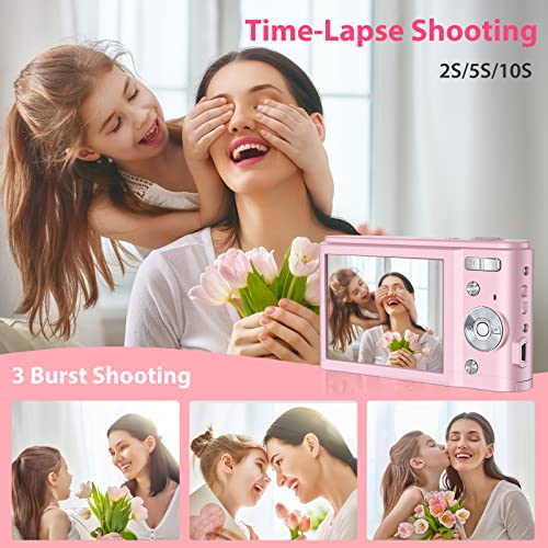 Digital Camera, Kids Camera Ultra HD 2.7K 44MP Digital Point and Shoot Camera 16x Digital Zoom 3.0 Inch Screen Compact Small Camera for Kids Boys Girls Students Teens