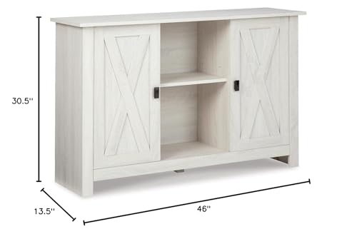 Signature Design by Ashley Turnley Farmhouse Accent Cabinet or TV Stand, Fits TVs up to 52", Whitewash