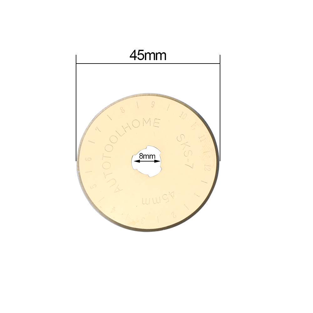 AUTOTOOLHOME 45mm Rotary Cutter Set with 10 Pack Titanium Rotary Blades Fabric Cutter SKS-7 Quilting Sewing Patchwork Tool