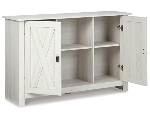 Signature Design by Ashley Turnley Farmhouse Accent Cabinet or TV Stand, Fits TVs up to 52", Whitewash