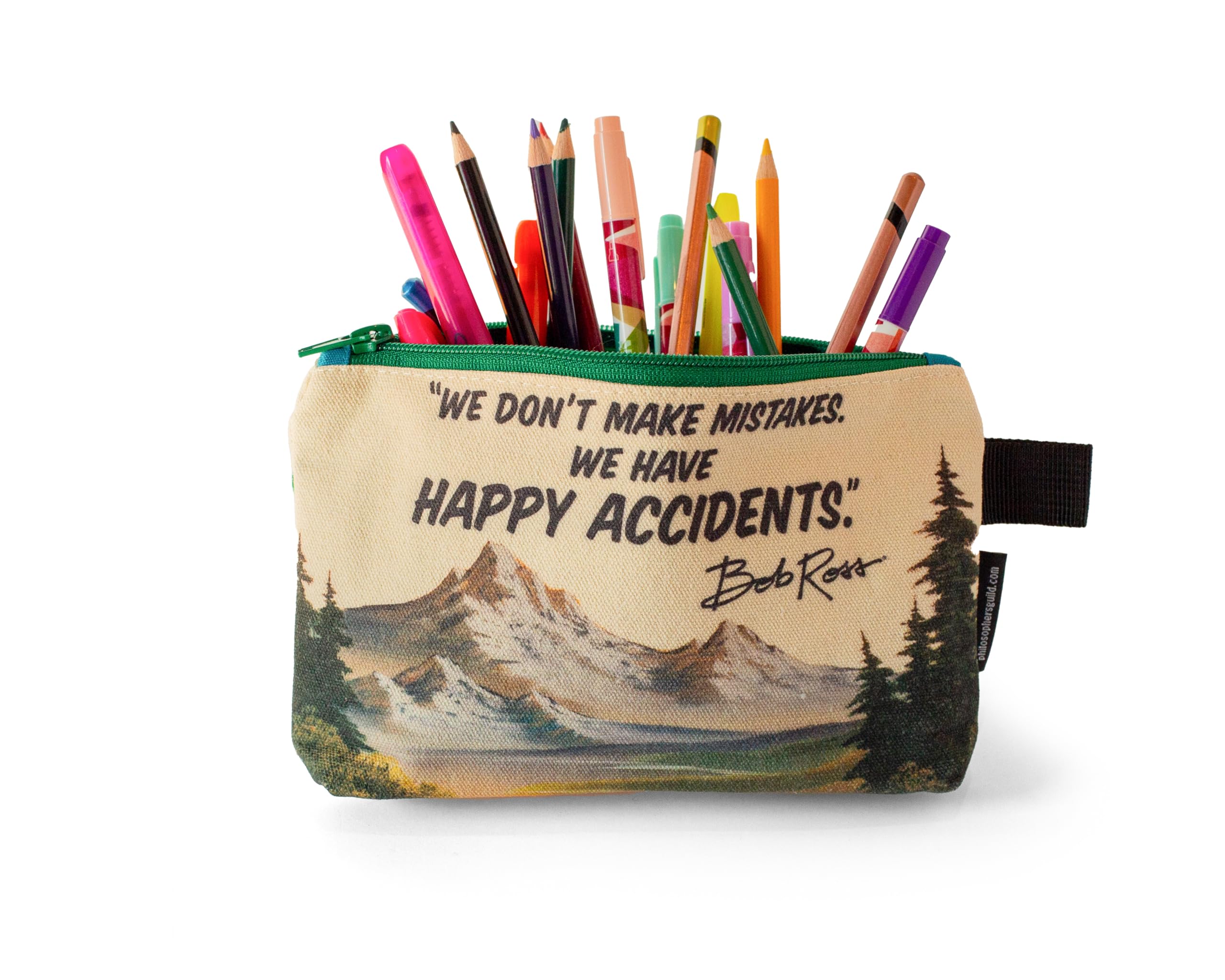 Bob Ross Bag - 9" Canvas Zipper Pouch for Pencils, Tools, Cosmetics, Toiletries and More