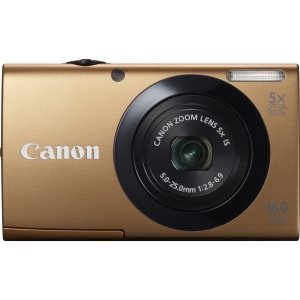 Canon PowerShot A3400 is 16.0 MP Digital Camera with 5X Optical Image Stabilized Zoom 28mm Wide-Angle Lens with 720p HD Video Recording and 3.0-Inch Touch Panel LCD (Gold)
