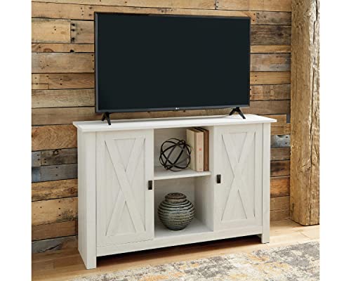 Signature Design by Ashley Turnley Farmhouse Accent Cabinet or TV Stand, Fits TVs up to 52", Whitewash