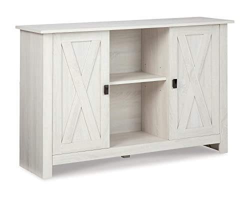 Signature Design by Ashley Turnley Farmhouse Accent Cabinet or TV Stand, Fits TVs up to 52", Whitewash
