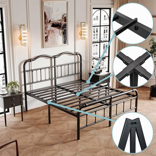 FDLOGW Cal King Size Bed Frame with Headboard and Footboard, 14 Inch High, No Box Spring Needed Heavy Duty Metal Platform Bedframe, Noise Free