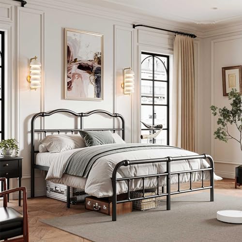 FDLOGW Cal King Size Bed Frame with Headboard and Footboard, 14 Inch High, No Box Spring Needed Heavy Duty Metal Platform Bedframe, Noise Free