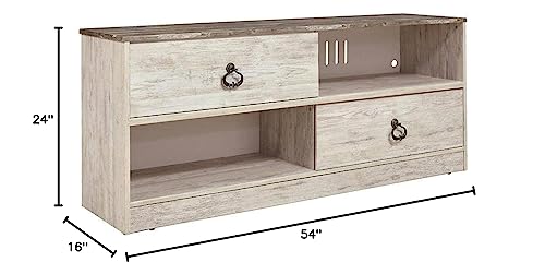 Signature Design by Ashley Willowton Farmhouse TV Stand Fits TVs up to 58”, Whitewash
