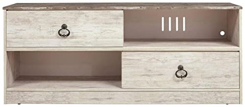 Signature Design by Ashley Willowton Farmhouse TV Stand Fits TVs up to 58”, Whitewash