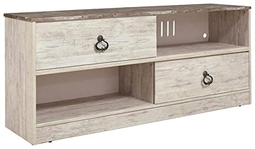 Signature Design by Ashley Willowton Farmhouse TV Stand Fits TVs up to 58ā, Whitewash