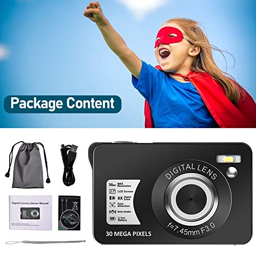 Digital Camera 30 Mega Pixels Student Camera Mini Camera 2.7 Inch HD 1080P Camera with 8X Digital Zoom Compact Camera