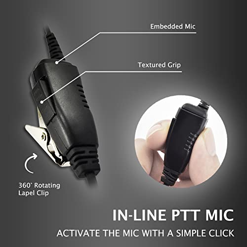 PROMAXPOWER 1-Wire C-Shape Swivel Earpiece Headset with PTT Button Mic for Motorola Two-Way Radio Walkie Talkies CP100, CP185, CP200, CLS1110, CLS1410, EP450 (1-Pack)
