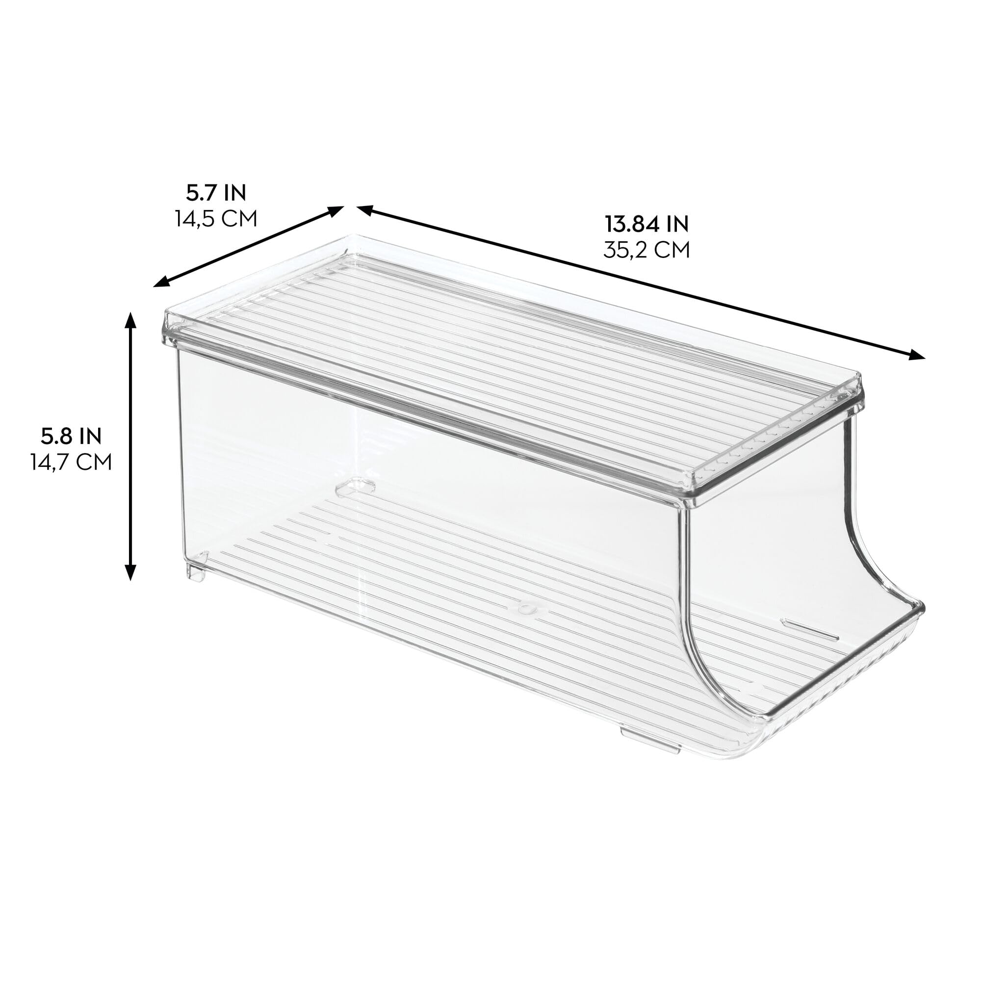 iDesign Plastic Food and Soda Can Lid for Refrigerator, Freezer, and Pantry for Organizing Tea, Pop, Beer, Water, BPA-Free, 13.75" x 5.75" x 5.75", Clear