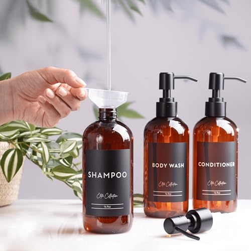 Shampoo & Conditioner Dispenser Bottle Set of 3-16.9 oz, Empty Shampoo Bottle for Bathroom & Shower, Refillable Body Wash Bottle with Pump for Shower Wall, Bathroom Essentials & Gift