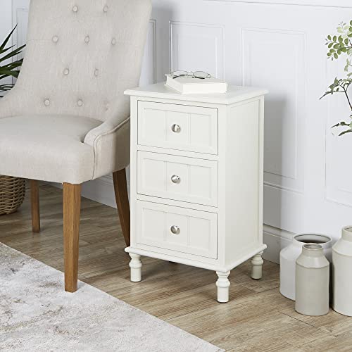 Decor Therapy Simplify 3-Drawer Accent Table, Buttermilk 15.75 in x 11.8 in x 26 in