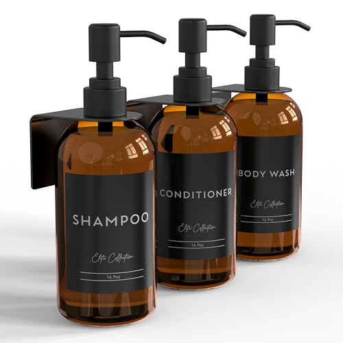 Shampoo & Conditioner Dispenser Bottle Set of 3-16.9 oz, Empty Shampoo Bottle for Bathroom & Shower, Refillable Body Wash Bottle with Pump for Shower Wall, Bathroom Essentials & Gift