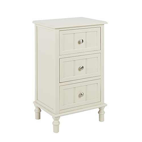 Decor Therapy Simplify 3-Drawer Accent Table, Buttermilk 15.75 in x 11.8 in x 26 in