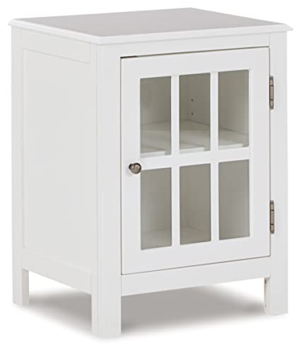 Signature Design by Ashley Opelton Modern Farmhouse Accent Cabinet End Table, White