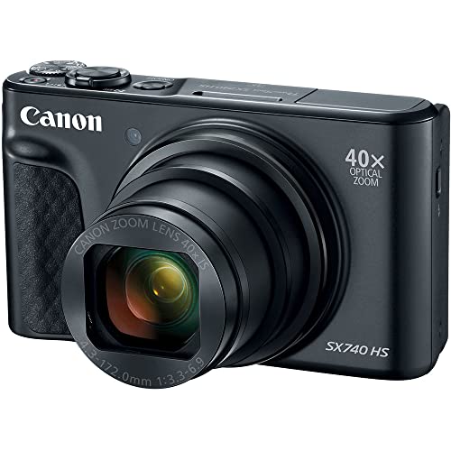 Canon PowerShot SX740 HS Digital Camera (Black) (2955C001) + 2 x 64GB Memory Card + 3 x NB13L Battery + Corel Photo Software + Charger + Card Reader + LED Light + Soft Bag + More (Renewed)