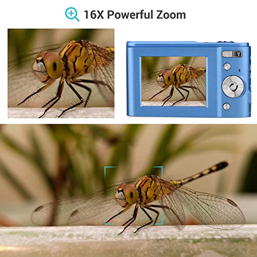 Andoer Portable Digital Camera 48MP 1080P 2.4-inch IPS Screen 16X Zoom Auto Focus Self-Timer 128GB Extended Memory Face Detection Anti-Shaking with 2pcs Batteries Hand Strap Carry Pouch