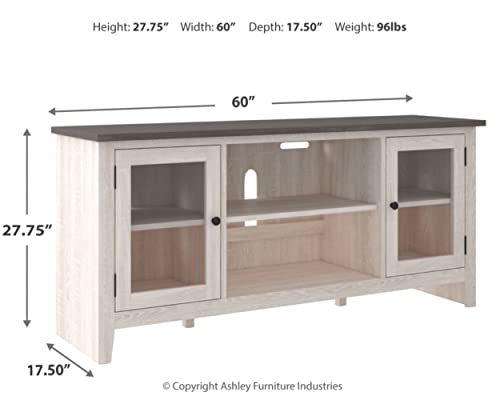 Signature Design by Ashley Dorrinson Farmhouse TV Stand with Fireplace Option, Fits TVs up to 58", Whitewash