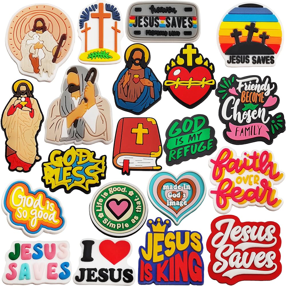 25PCS Jesus Christian Shoe Charms for Croc Clogs, God Blessed Faith Croc Charms for Adult Women Men