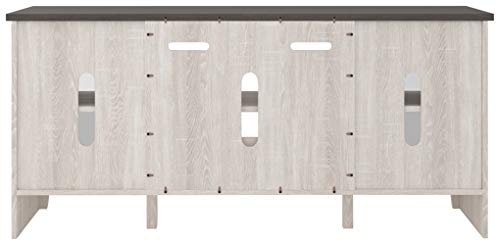 Signature Design by Ashley Dorrinson Farmhouse TV Stand with Fireplace Option, Fits TVs up to 58", Whitewash