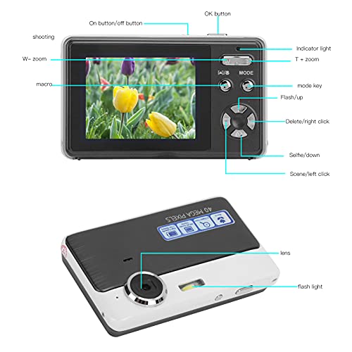 wendeekun Digital Camera, FHD 1080P 40MP Vlogging Camera with 16X Digital Zoom, 2.4 Inch IPS Screen Mini Video Camera, Portable Mini Cameras for Students, Teens, Kids, Adults, Beginners(Black)