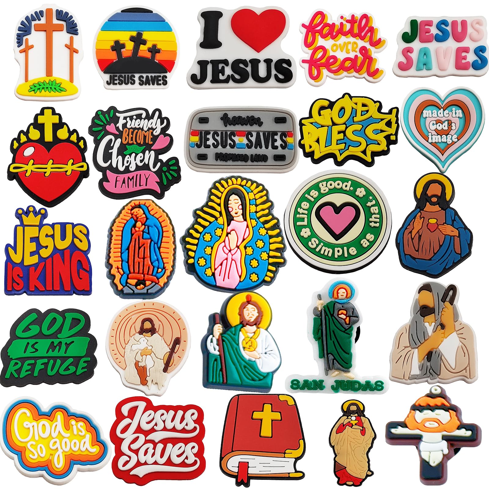 25PCS Jesus Christian Shoe Charms for Croc Clogs, God Blessed Faith Croc Charms for Adult Women Men