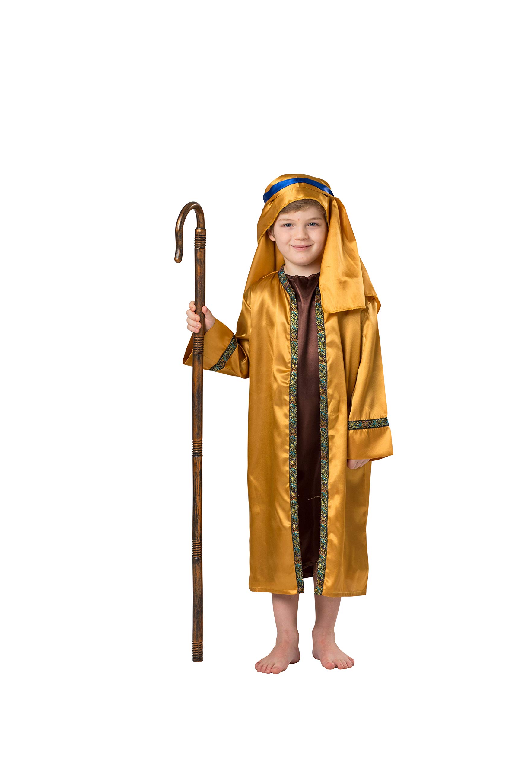 Dress Up America Saint Costume for Kids - Boys Shepherd Costume - Brown and Gold Biblical Costume for Kids
