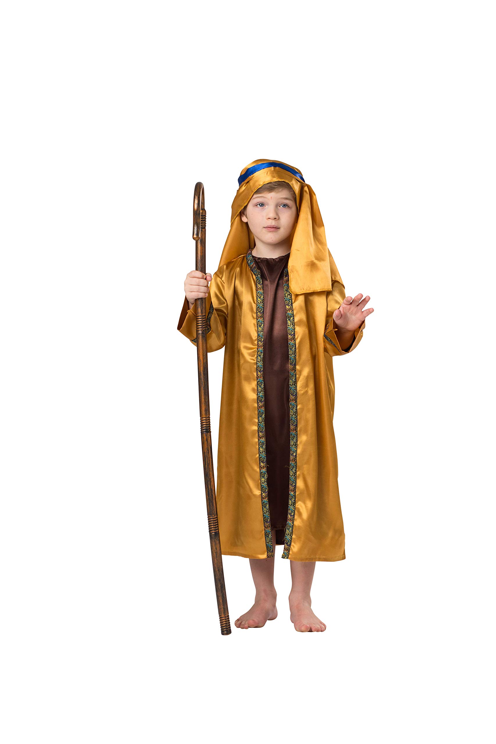 Dress Up America Saint Costume for Kids - Boys Shepherd Costume - Brown and Gold Biblical Costume for Kids