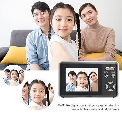 wendeekun Digital Camera, FHD 1080P 40MP Vlogging Camera with 16X Digital Zoom, 2.4 Inch IPS Screen Mini Video Camera, Portable Mini Cameras for Students, Teens, Kids, Adults, Beginners(Black)