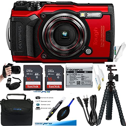 Olympus Tough TG-6 Waterproof Camera, RED - Expo Premium Accessories Bundle
