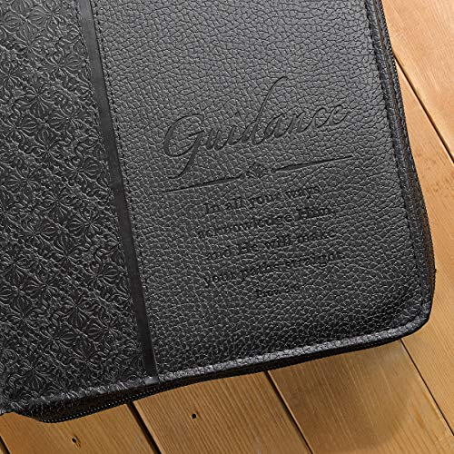 Christian Art Gifts Men's Classic Bible Cover Guidance Proverbs 3:6, Black Faux Leather, Large