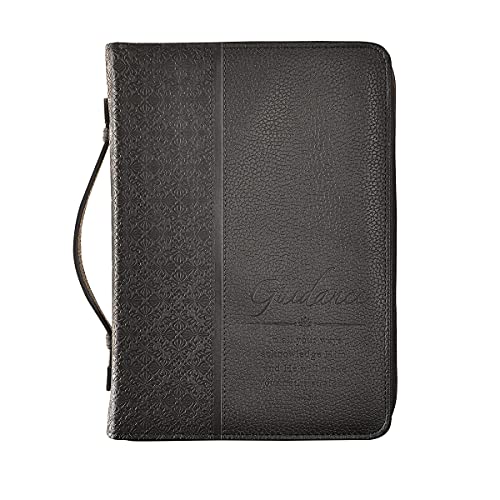 Christian Art Gifts Men's Classic Bible Cover Guidance Proverbs 3:6, Black Faux Leather, Large