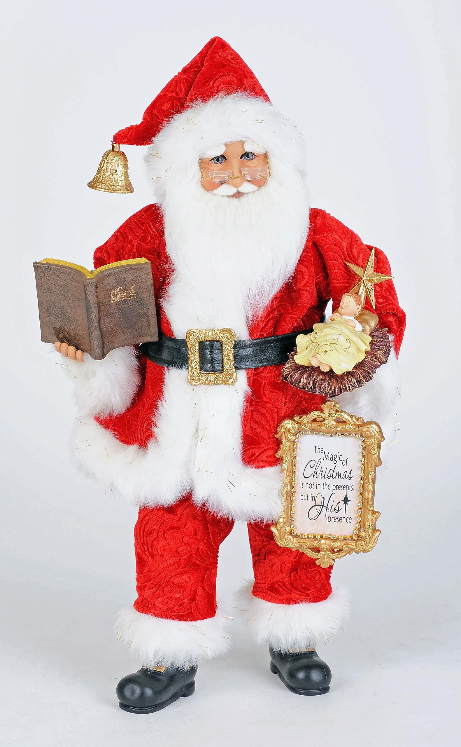 Kensington Row Christmas Collection - Santa Claus Figurine with Baby Jesus and Bible - Multicolored
