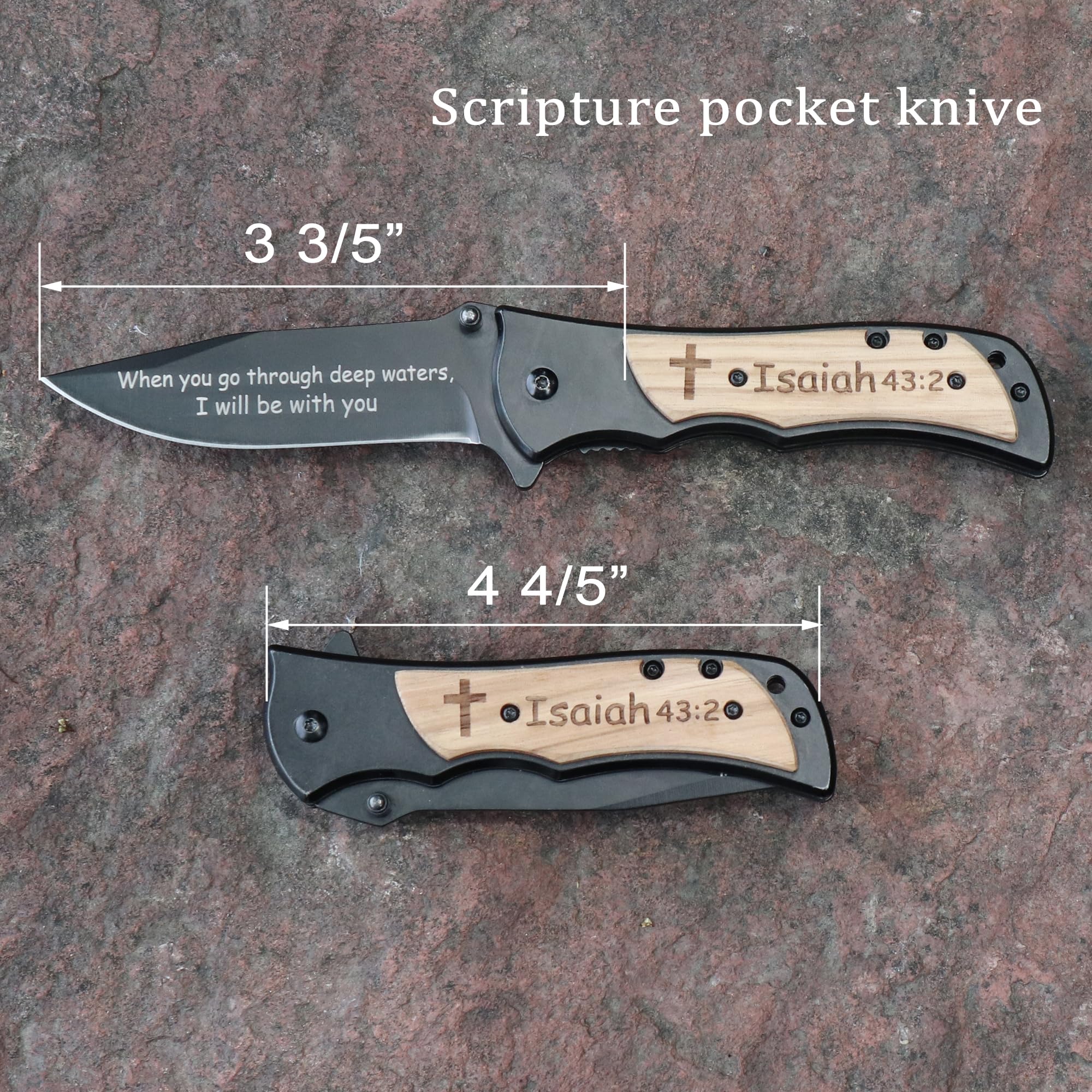 MRSLYFQH Christian Scripture Gifts Utility Tool,Engraved Bible Verse Catholic Confirmation Baptism Gifts,Pastor Gifts (Isaiah 43:2)