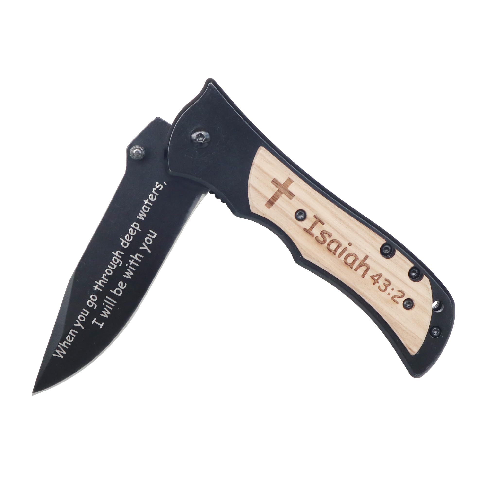 MRSLYFQH Christian Scripture Gifts Utility Tool,Engraved Bible Verse Catholic Confirmation Baptism Gifts,Pastor Gifts (Isaiah 43:2)